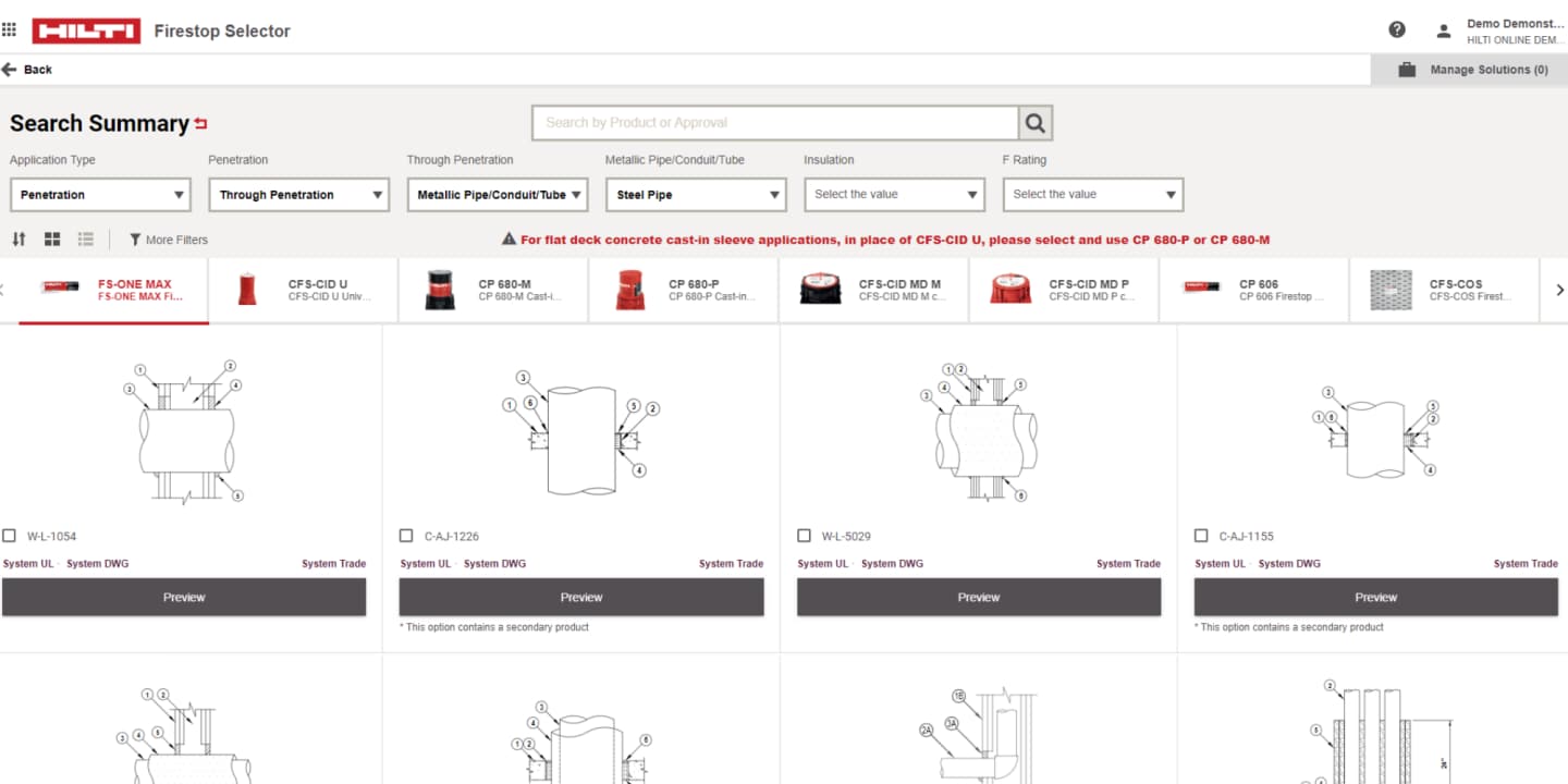 Firestop Selector - Hilti USA