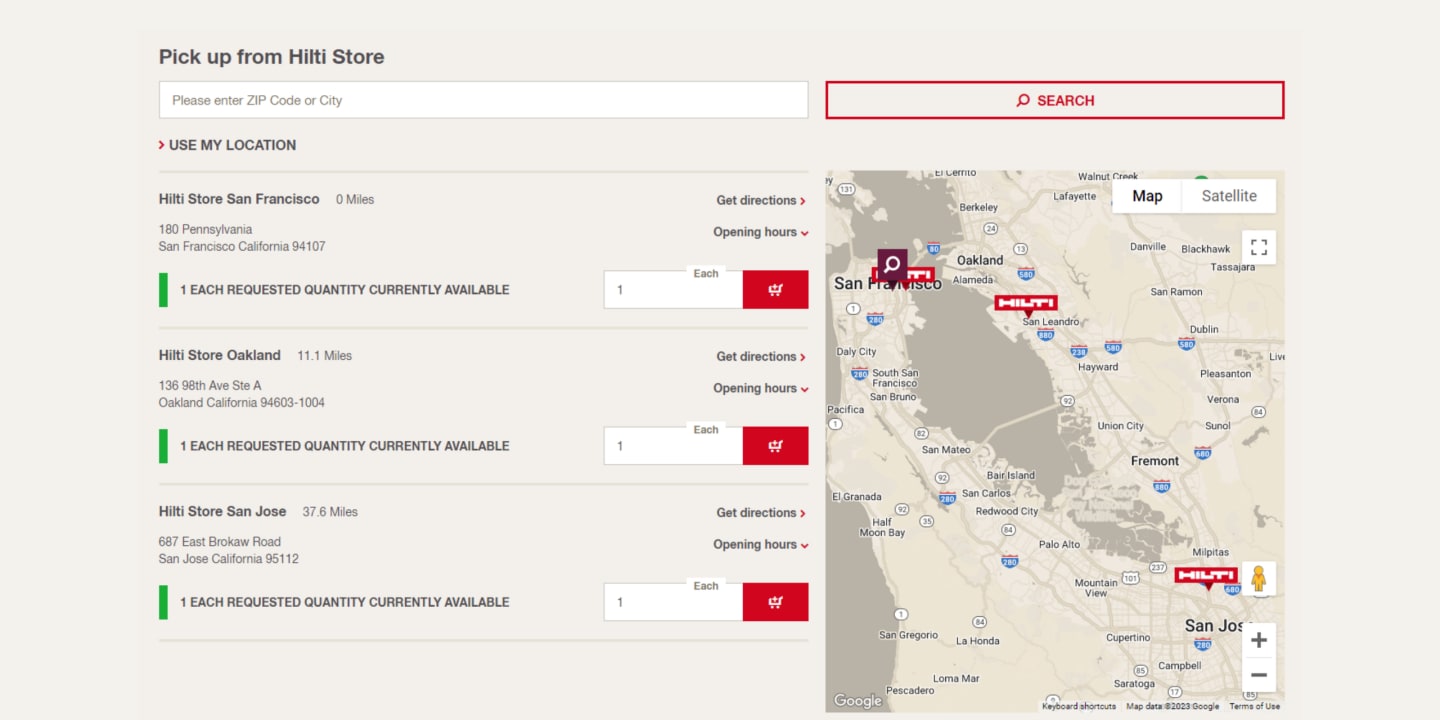 In-Store Pickup - Hilti USA